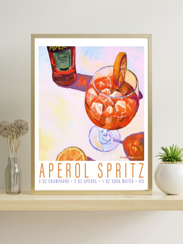 Aperol Spritz Cocktail Art Poster | GingerPopStudio
